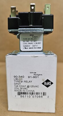 White Rodgers/RoHS 90-340 Type 91 Relay DPST 12A CONT. @ 125VAC | eBay