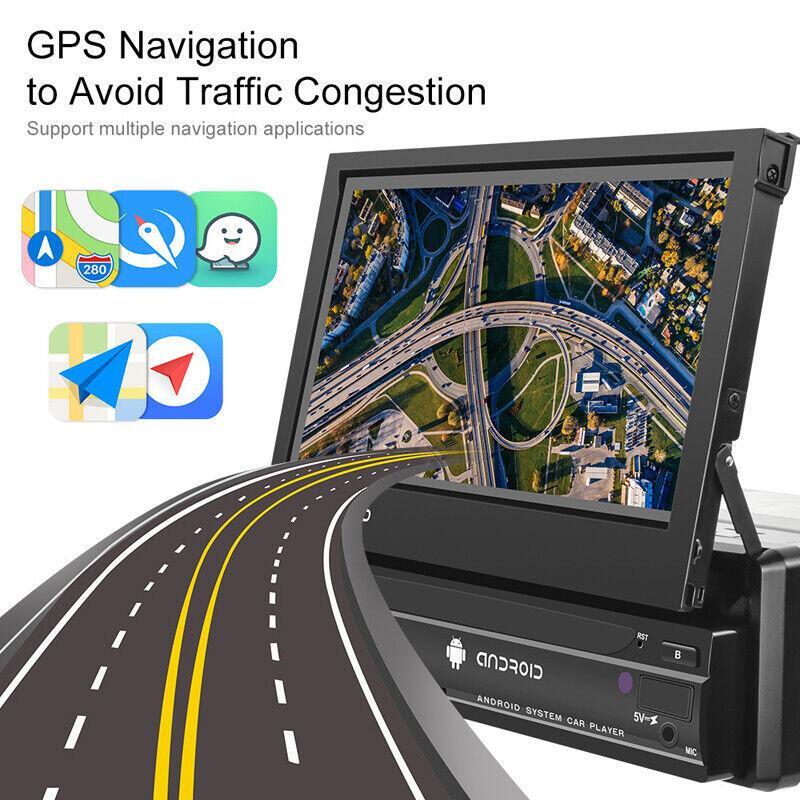 7 inch 1DIN Telescopic Screen Android 10.0 GPS NaviFM AUX Reversing ...