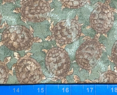Tina Scrap 9"x21" Turtle Green Ocean Tortoise Sea Grass Shell Cotton ...