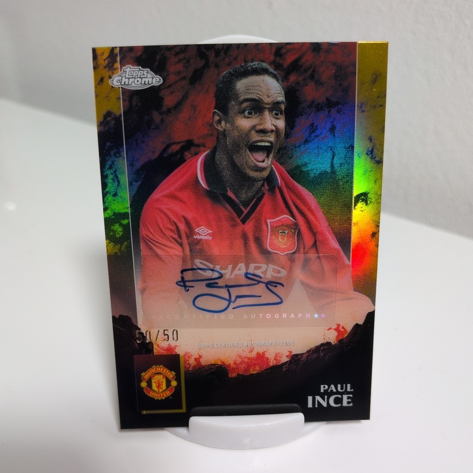 Paul Ince 2024/25 Topps Manchester Utd Chrome Deluxe Auto 50/50 Bookend ...