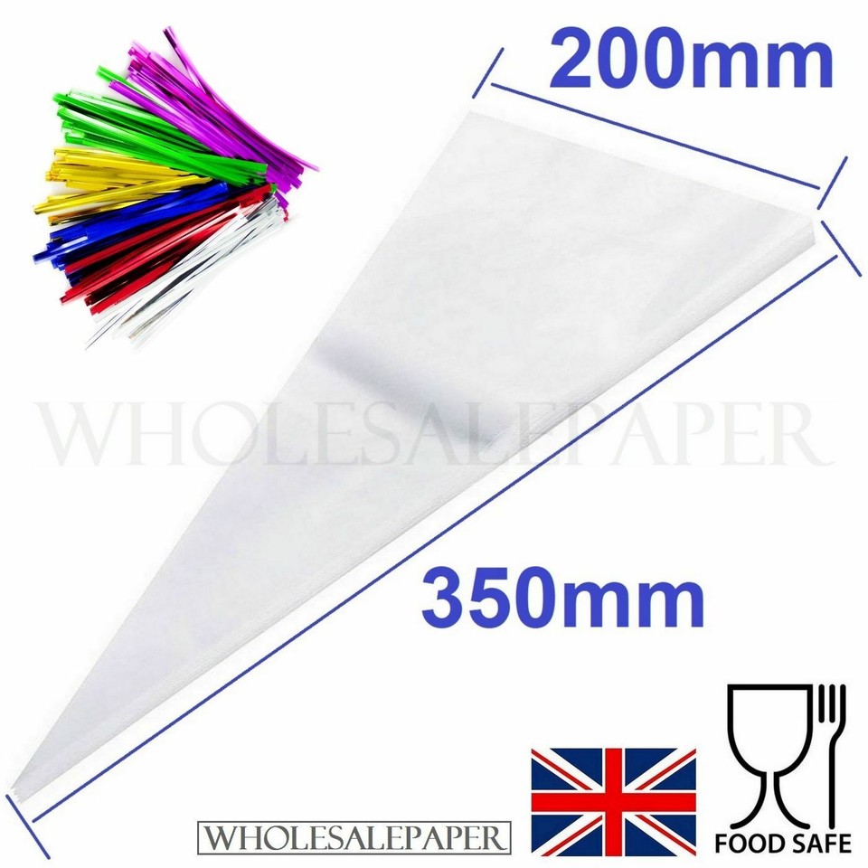 SWEET CONE BAGS CLEAR CELLOPHANE HOT CHOCOLATE CELLO BIRTHDAY PARTY ...