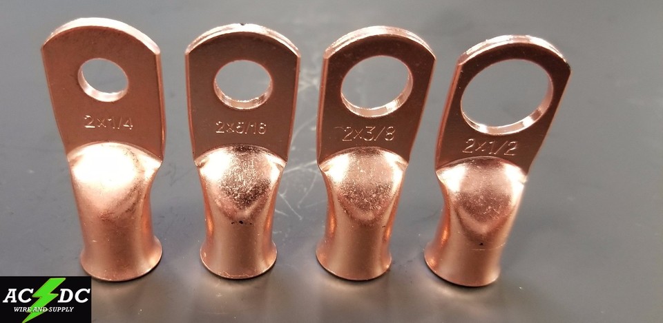 AC/DC WIRE Bare Copper Lug Ring Terminals Battery Wire Welding Cable ...