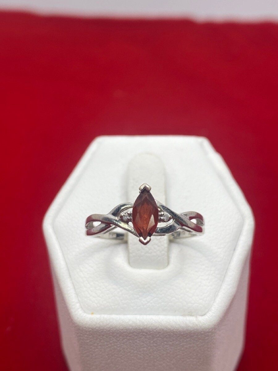 Synthetic Almandine Garnet Lady's Stone & Diamond Ring (FC2006857)*Pick ...