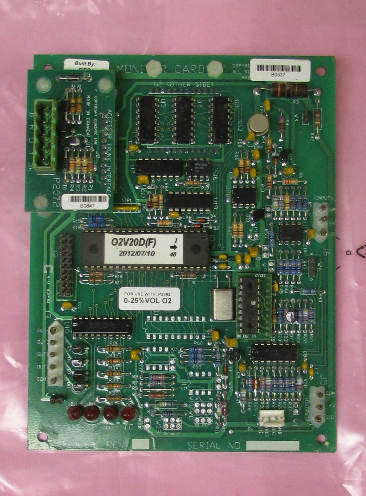 CONSPEC CONTROLS O2V20DF 00 CC P2065 Rev G Smart Card P2065-L Gas ...