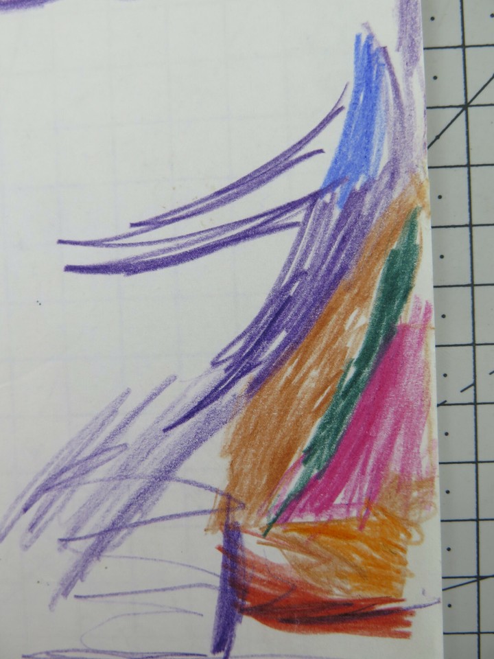 Old Sketch Abstract Colored Pencil Drawing on Paper Vintage P28.1 | eBay