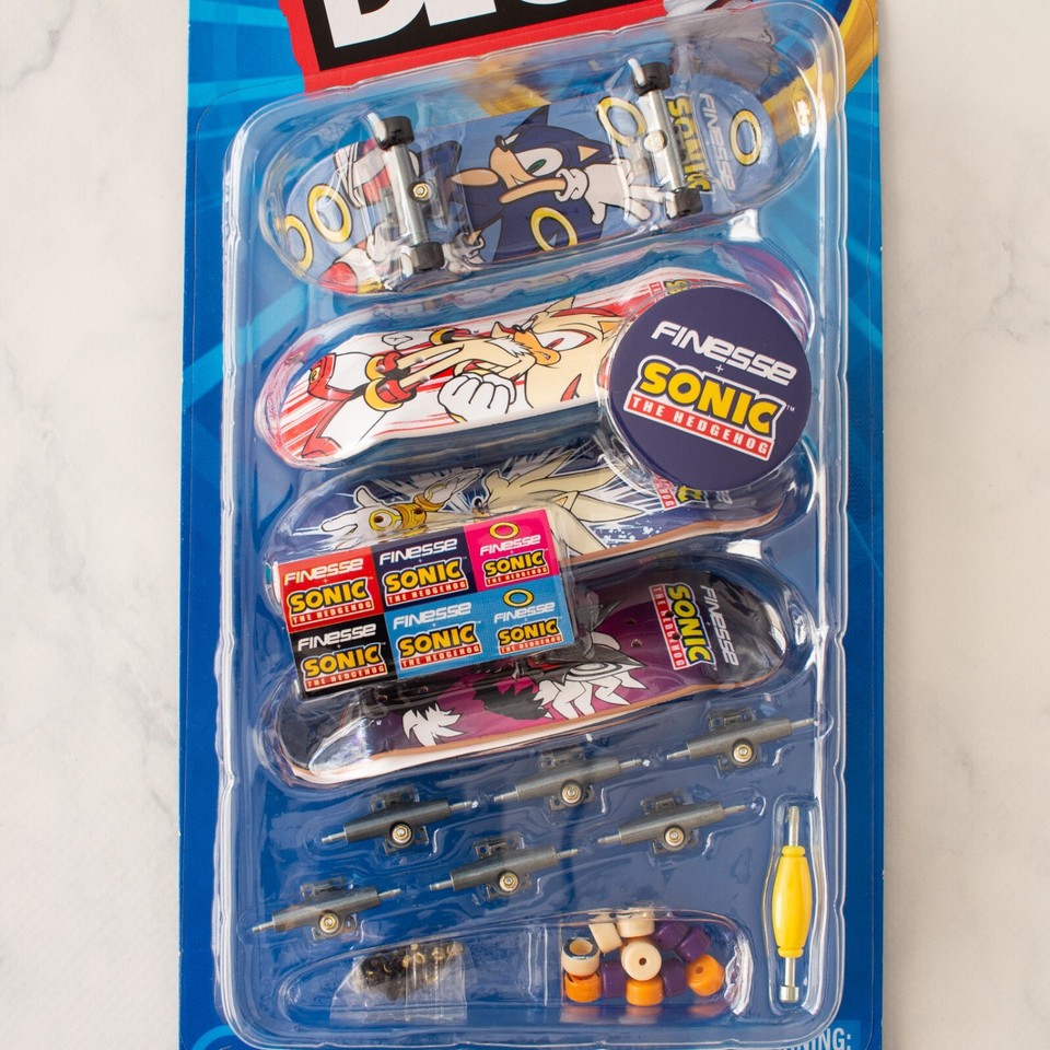 Tech Deck Finesse + Sonic The Hedgehog 4 Pack Ultra Rare Fingerboard ...