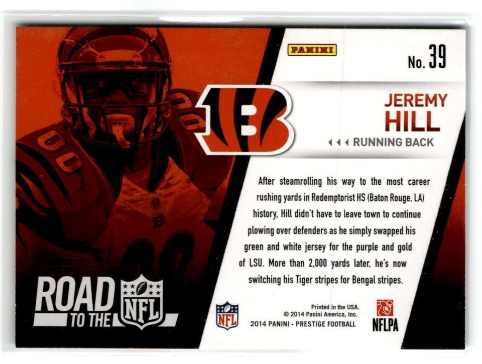 Jeremy Hill Cincinnati Bengals 2014 Panini Prestige Road to the NFL #39 ...