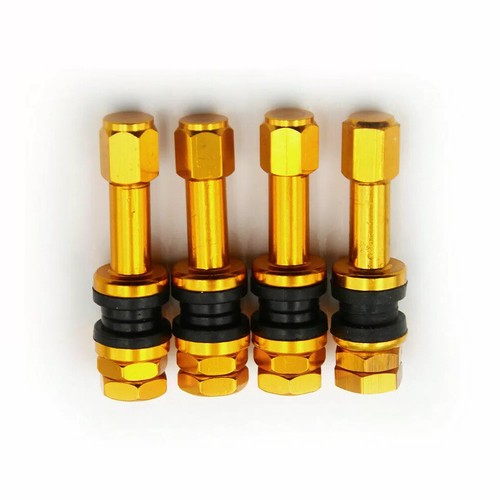 Bolt On Tire Valve Stems Gold Metal High Pressure Flush With Stem Caps ...