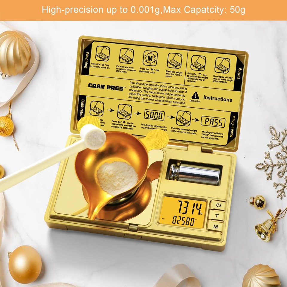 GRAM PRES High Precision Milligram Scale,50g/0.001g Digital Mini Pocket ...
