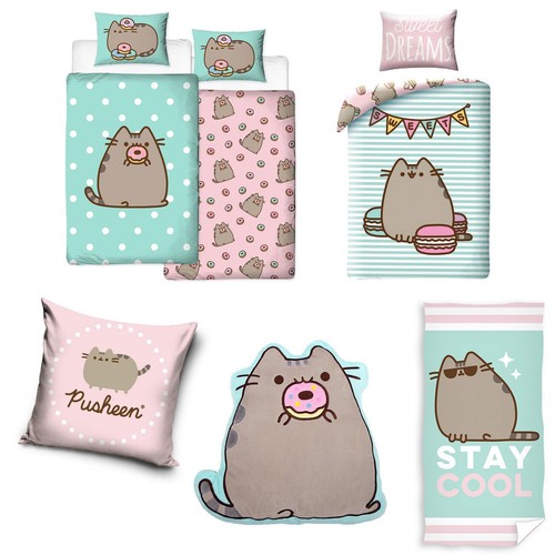 PUSHEEN BEDROOM - SINGLE DOUBLE DUVET COVER SET, TOWEL, CUSHION ...