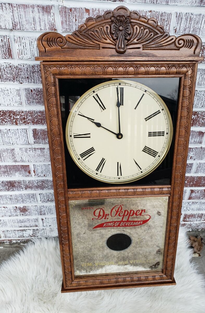 HUGE Vintage Dr. Pepper Wooden Wall Clock - NEVER DISPLAYED HUGE Vintage Dr. Pepper Wooden Wall Clock - NEVER DISPLAYED