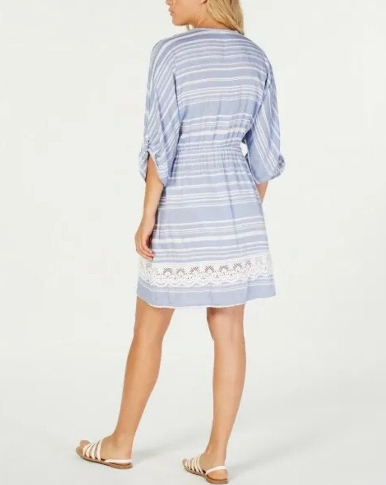 Dotti denim striped lace v neck tunic cover up size XL | eBay