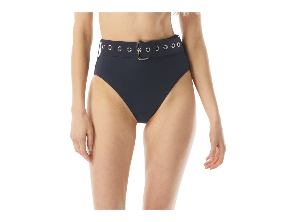 Michael Kors Women's Solids High-Waist Bikini Bottoms New Navy M | eBay