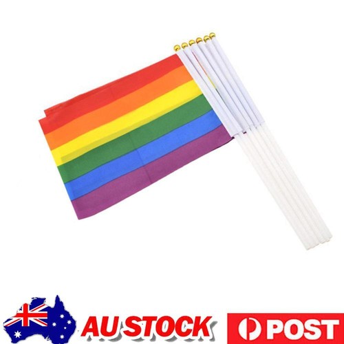 6pcs Hanging Gay Flag Rectangle Polyester Pride Flags 14x21cm with Pole ...