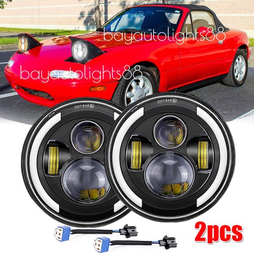 2x Fit Mazda Miata 1990-1997 MX5 MX-5 7"Round LED Headlights Hi/Lo Beam ...