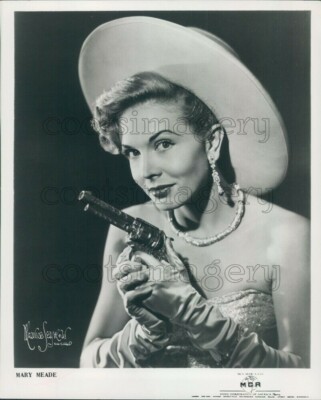 Press Photo Lovely Actress Mary Meade Holding Gun | eBay