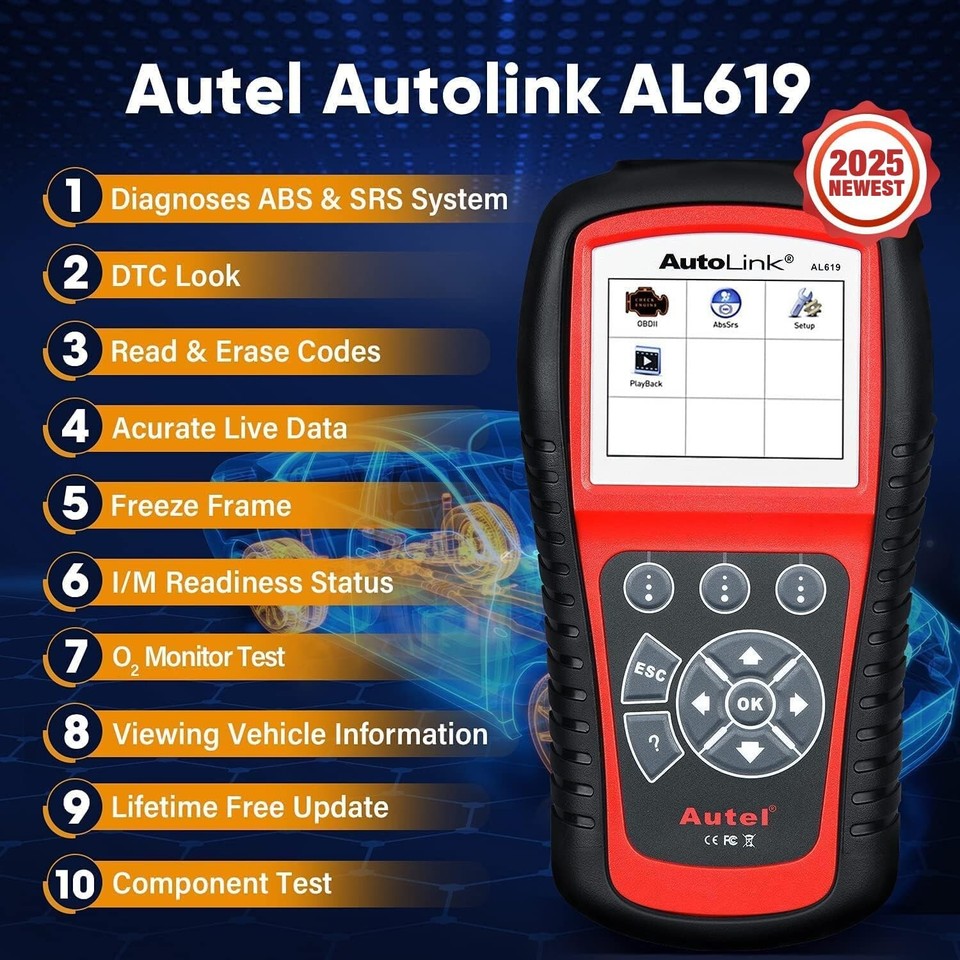 Autel AutoLink AL619 OBD2 Diagnostic Scanner Engine Fault Codes Reader ...