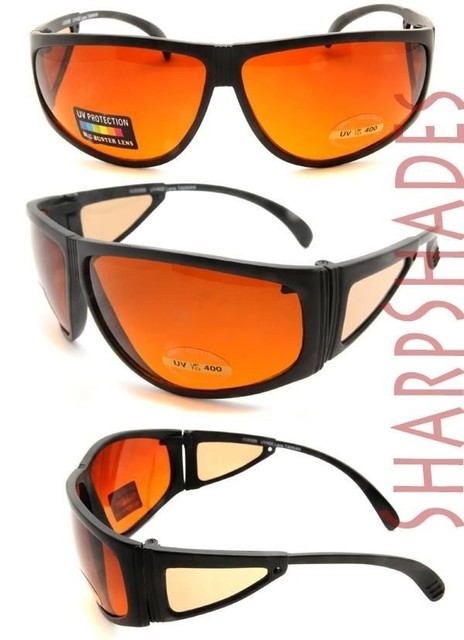 Retro Blue Blocker Amber Wrap Around Vision Sunglasses for sale online ...