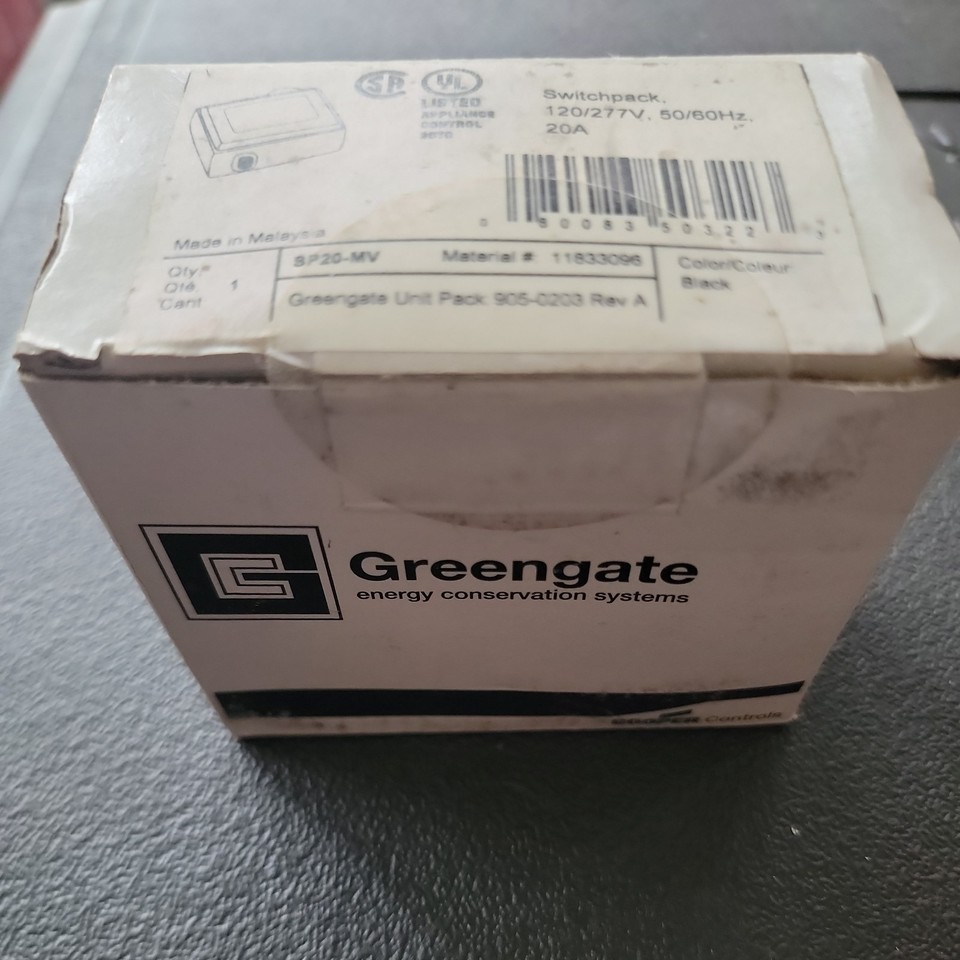 COOPER CONTROLS GREENGATE SP20-MV SP20MV SWITCHPACK 120/277V 20A BLACK ...