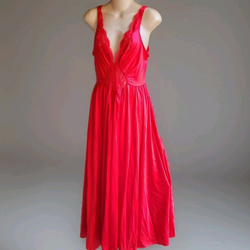 Vintage Vandermere Olga Nightgown Red Style 79200 Size XL Full Sweep | eBay