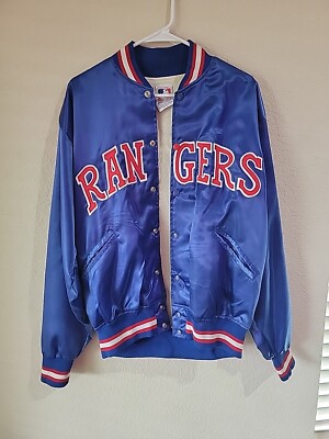 Texas Rangers Jacket Men L Blue Vintage 80 Felco Satin MLB Baseball ...