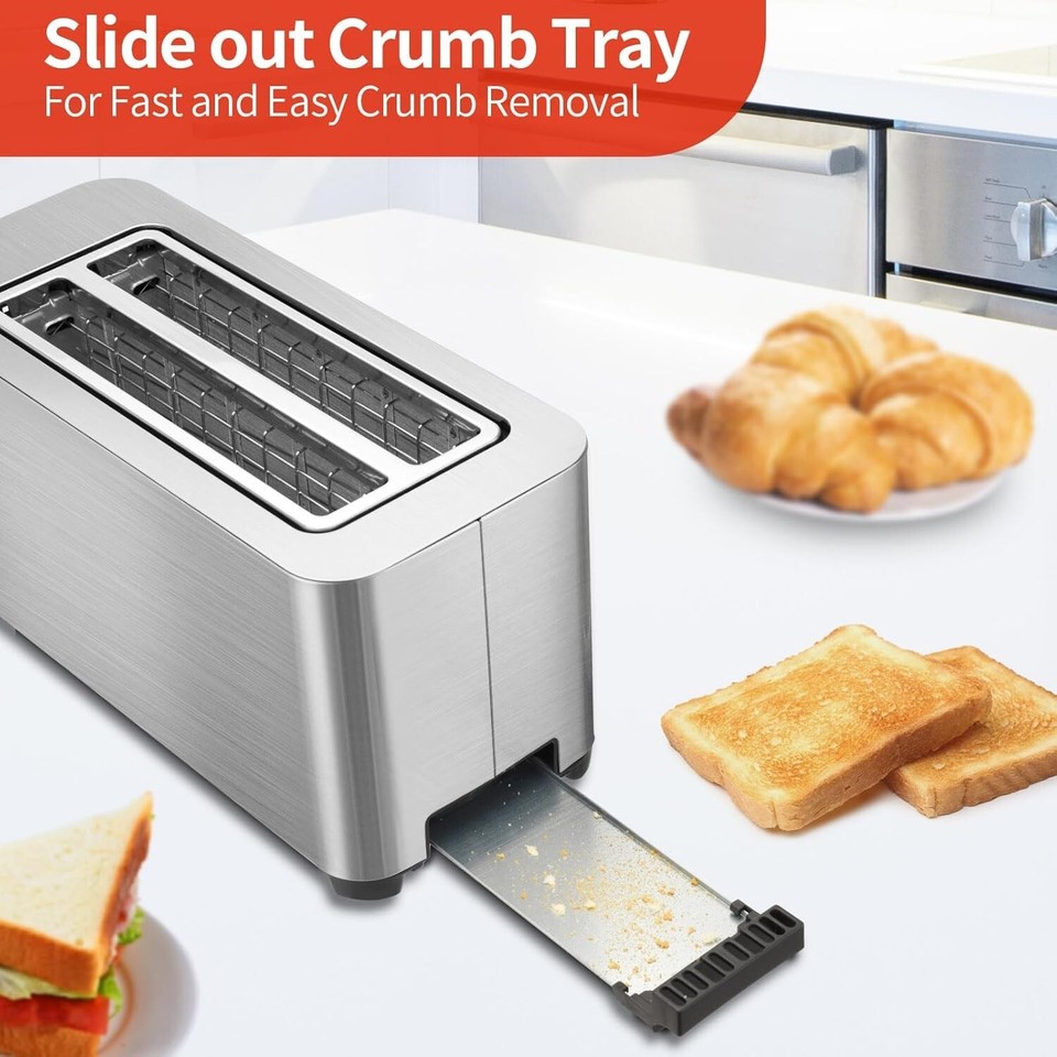 4 Slice Toaster with LED Timer Display, Stainless Steel Bread Toasters ...