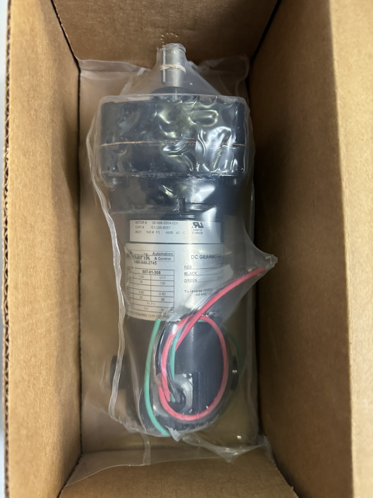 MINARIK Gearmotor 507-01-308 1-888-646-2745 NEW OVP | eBay.de