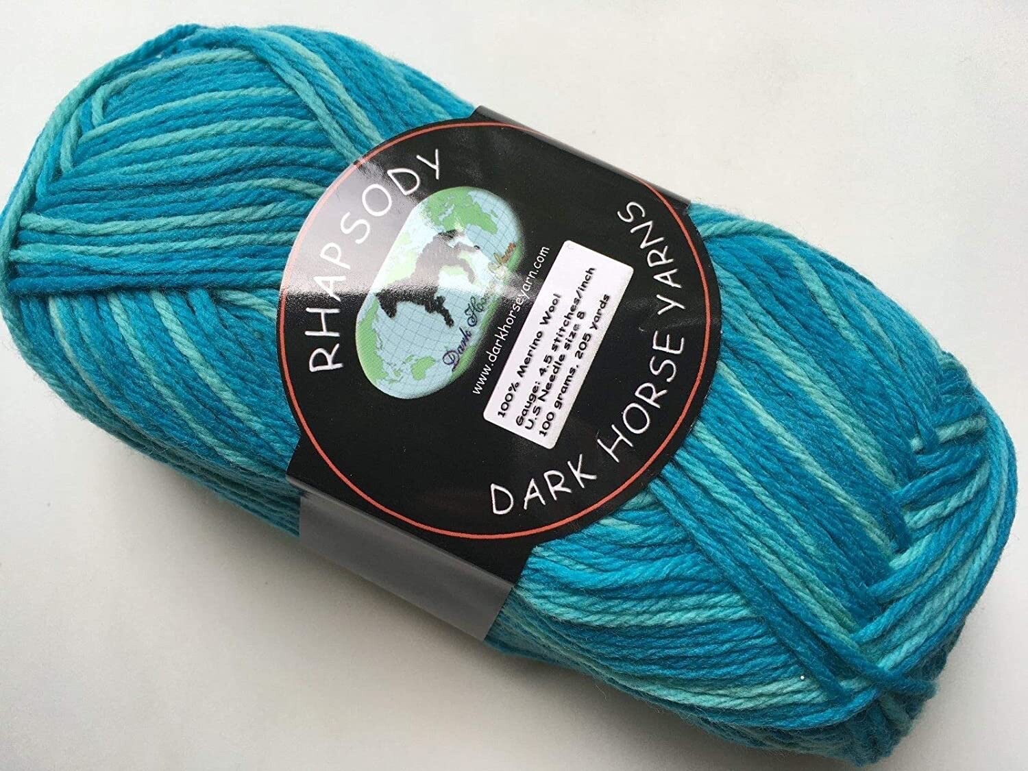 Dark Horse Yarns Rhapsody #157 Variegated Blue Green 100% Merino Wool ...