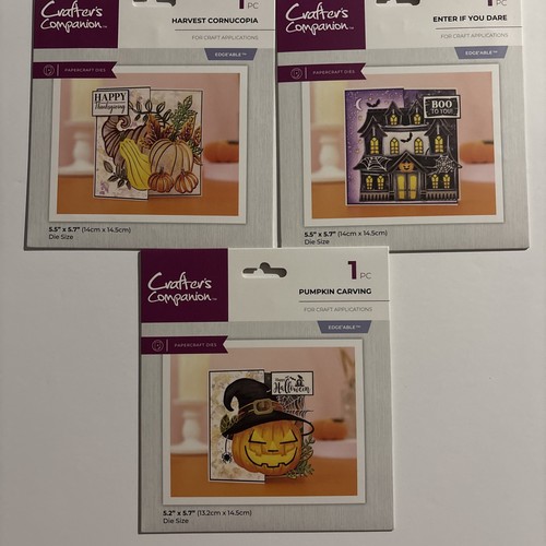Lot Of 3 Crafters Companion Fall Halloween Edge’ables Pumpkin Harvest ...