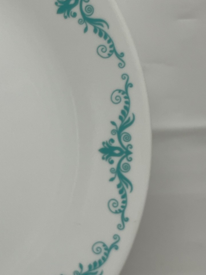 Set of 12 Corelle Garden Lace 10½ Dinner Plates Teal Blue Corning ...