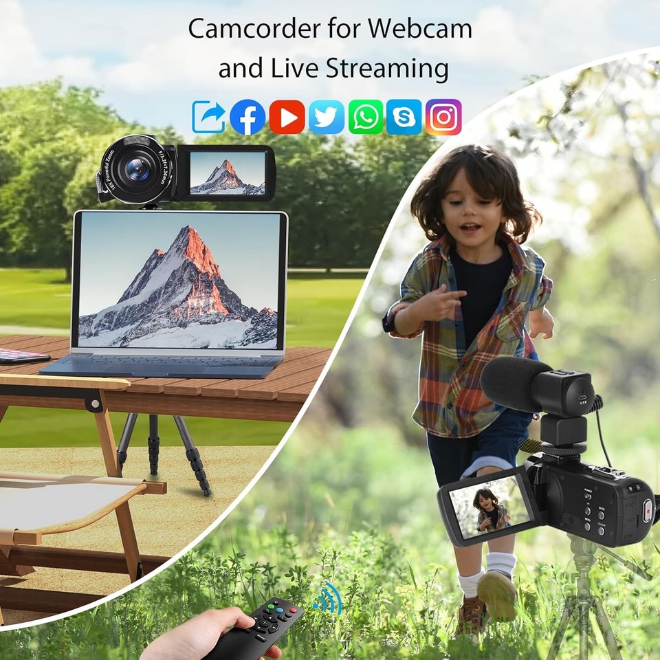 Video Camera, 8K Camcorder 48MP 15FPS UHD Wifi Vlogging Camera with IR ...