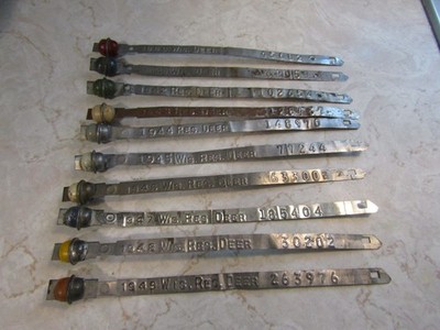 1940's Wisconsin Deer Hunting Lic. Metal Leg Tags Unused 10 Tags 1940 ...