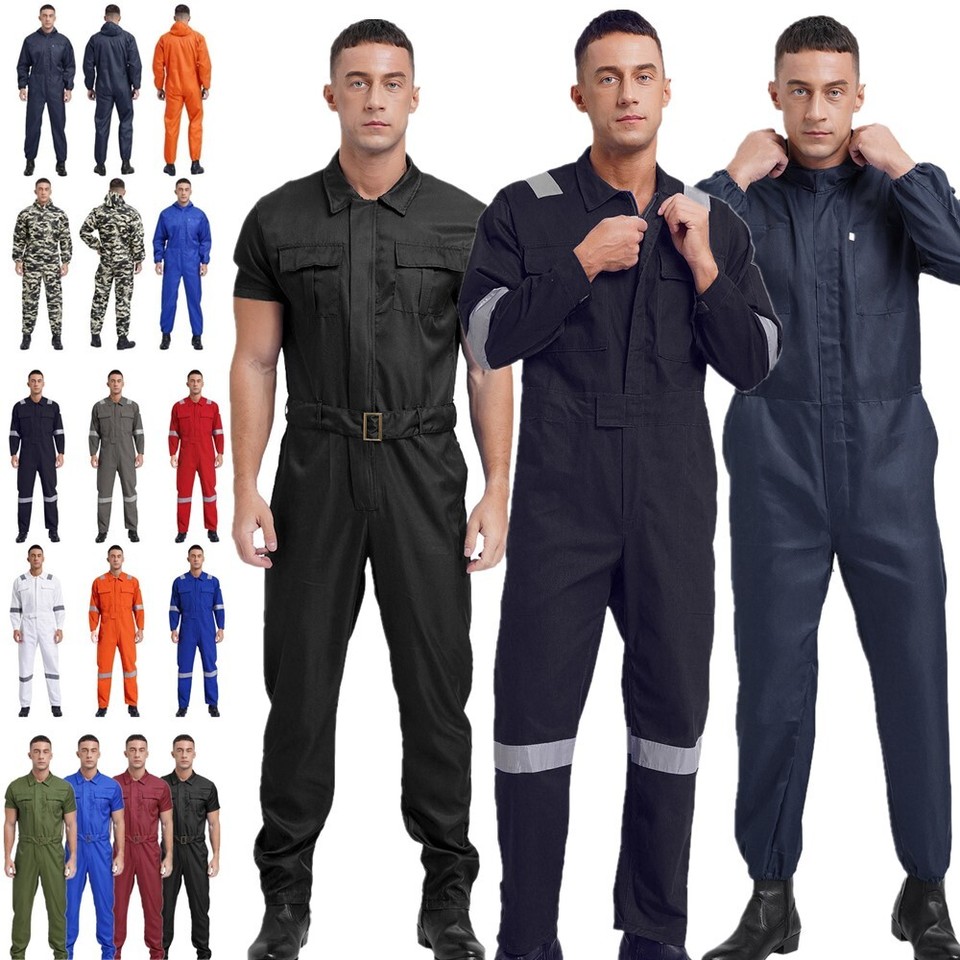 Mens Coveralls Jumpsuit Work Overalls One-piece Dustproof Dungarees ...