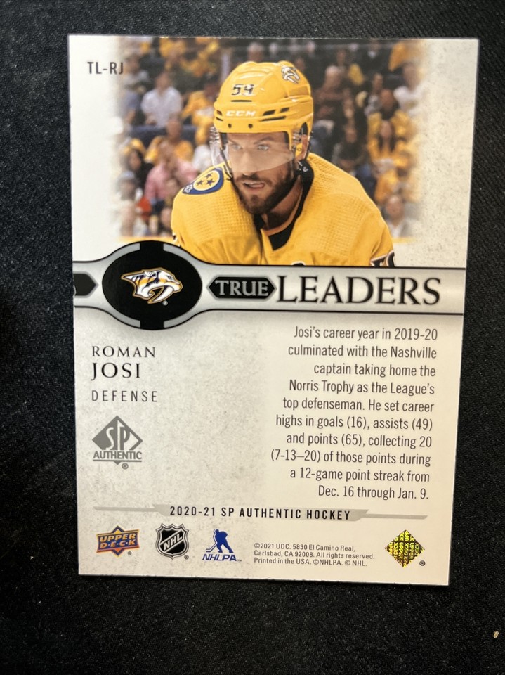 20-21 UD SP Authentic Hockey True Leaders TL-RJ Roman Josi | eBay