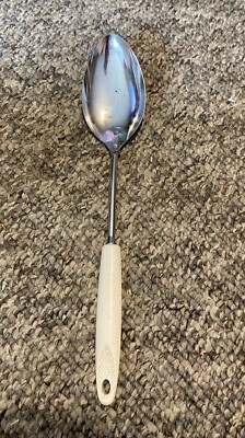 Vintage Ekco Stainless Steel Solid Serving Spoon Kitchen Utensil White ...