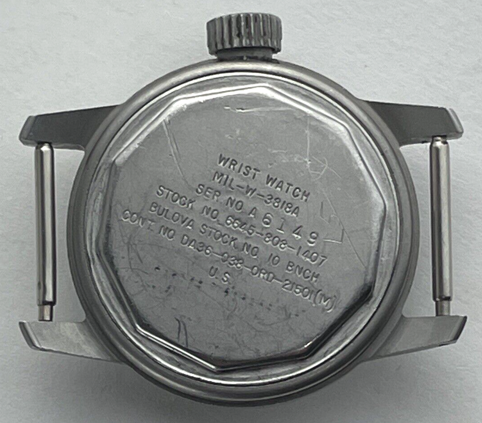 Bulova Military Stainless-Steel Watch Head-MIL-3818A-Serviced-Keeps ...