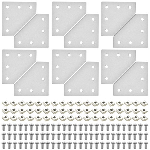 12pcs 3030 L Corner Bracket T Slotted T Nuts Screws Silver Joining ...
