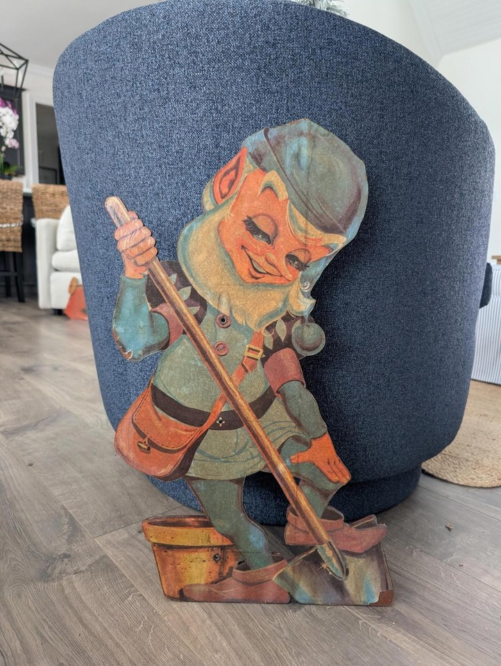 Vintage 1950s MCM Dick Ellescas Pixie Wood Elf Lawn / Indoor Christmas ...