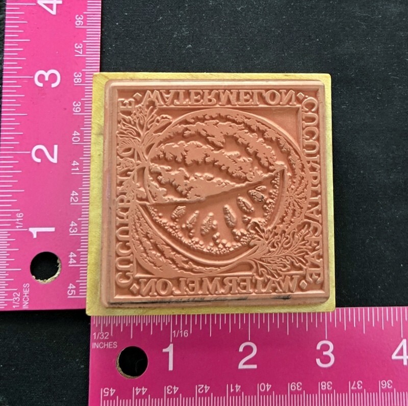 PSX 1995 Rubber Stamp G-1428 Watermelon Framed Background Label Tag | eBay