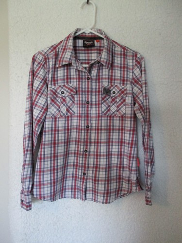 Women's, Victory, Motorcycle, Red plaid, striped Shirt, Size Medium | eBay