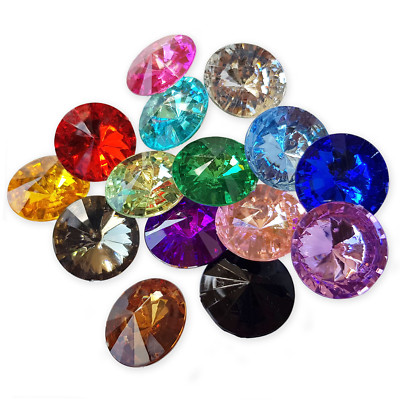 Large 30mm Round FACETED Acrylic Crystal Rhinestone Embellishment Gems ...
