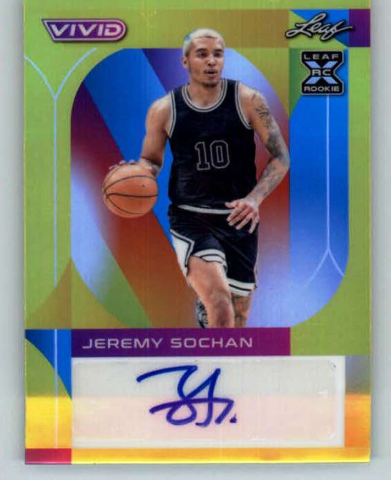 2022-23 Leaf Vivid Autographs Yellow #BA-JS1 Jeremy Sochan XRC Rookie ...