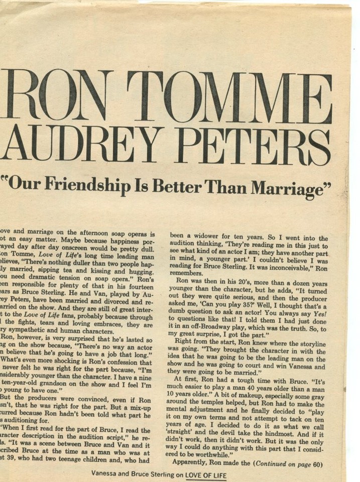 Ron Tomme Audrey Peters Magazine Photo Clipping 4 Page M2964 | eBay