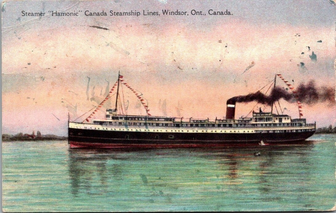 Postcard Steamer Hamonic Canada Steamship Lines Windsor Ont Canada 1936 ...