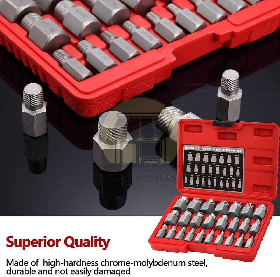25PCS Multi-Spline Screw Extractor Set Hex Head Bit Socket Wrench Bolt ...
