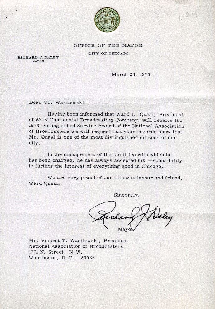 Original Signature Letter Chicago Mayor Richard J. Daley March 23, 1 | eBay