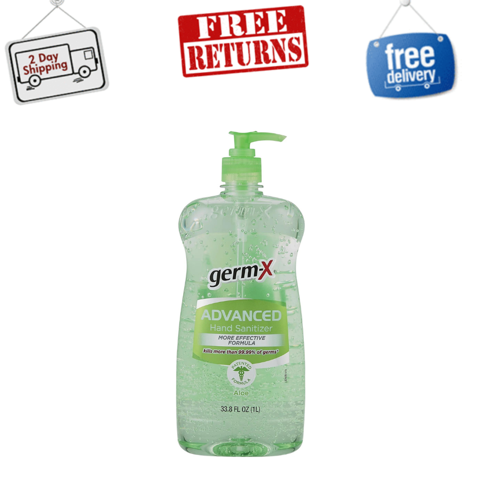 Germ-X Advanced Hand Sanitizer with Aloe, Bottle of Hand Sanitizer, 33. ...