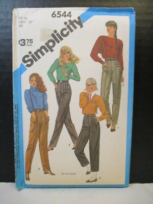 Simplicity Pattern 6544 Miss Size 10 Waist 25" Pants Two Lengths Uncut ...