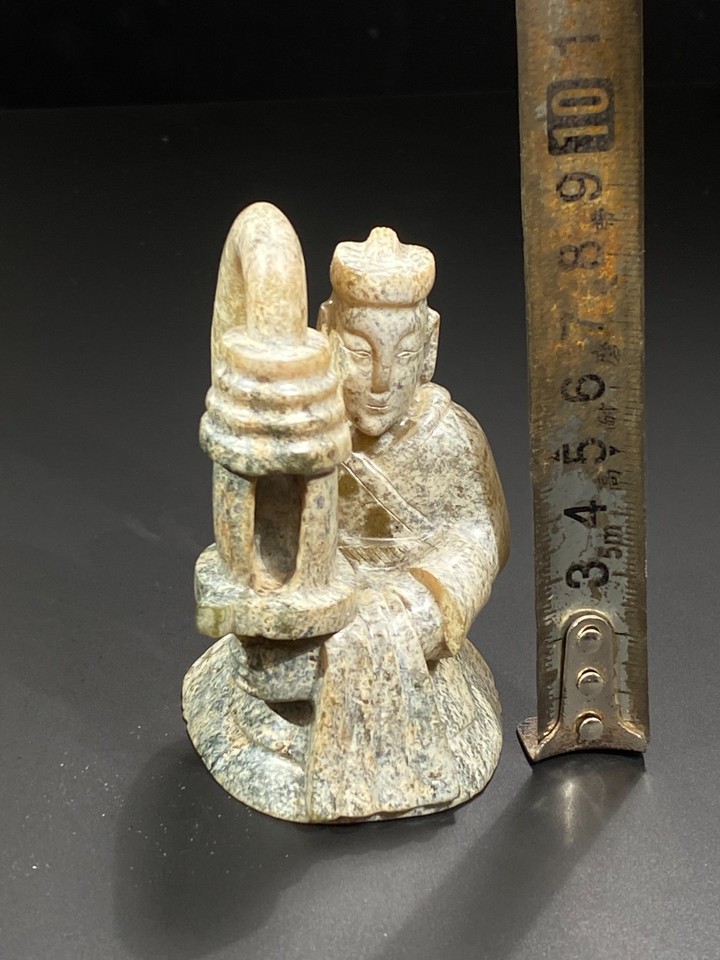 Chinese Antique Han Dynasty Hetian Jade Palace Lantern Human Figurine ...