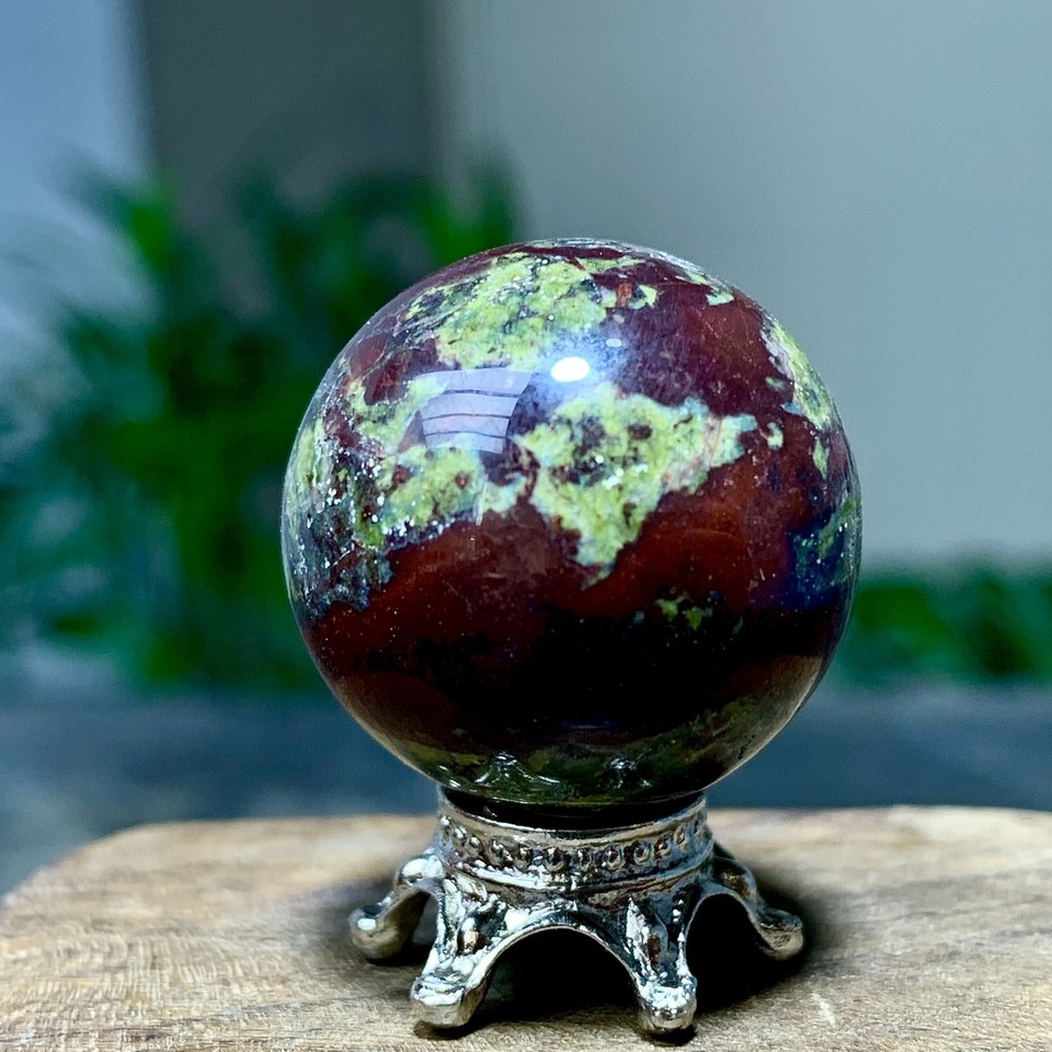 19G Natural dragon blood stone quartz sphere crystal ball reiki healing ...